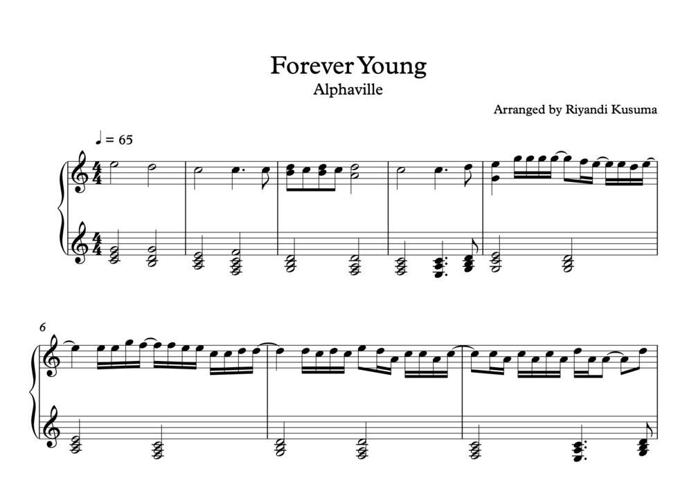 Alphaville - Forever Young (Sheet Music)