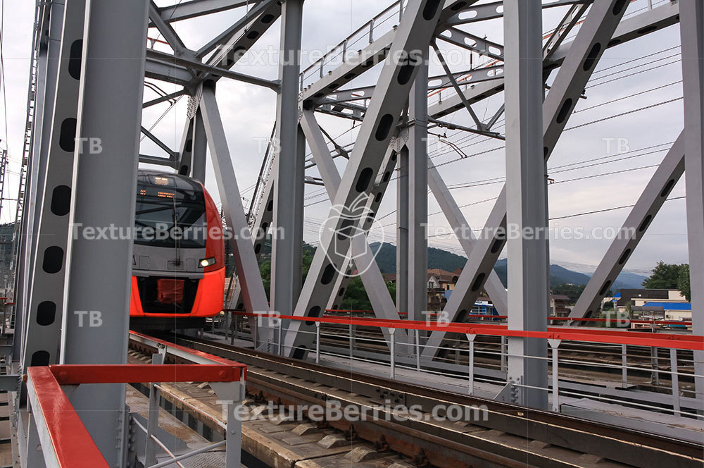 Rapid train passing bridge