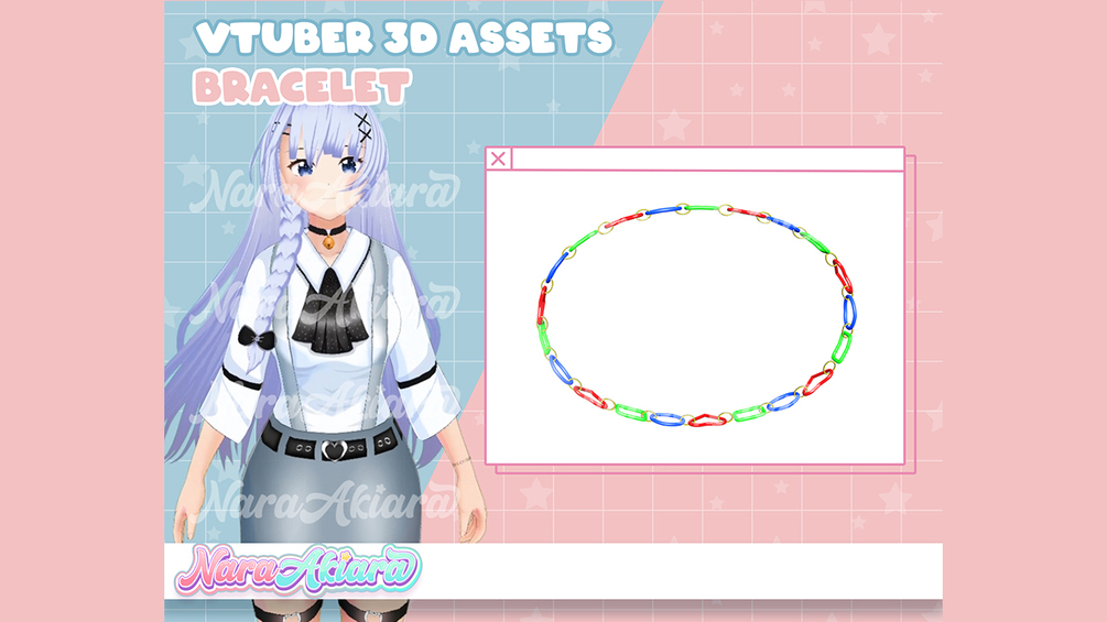 3D Vtuber Assets Bracelet V14 Vroid Commission, 3D assets ready to use vtuber stream