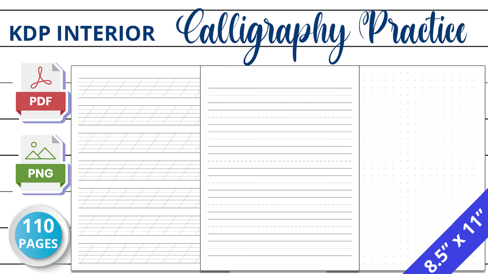 Calligraphy Practice Book KDP Interior Design, PDF & PNG, 8.5 x 11 ...