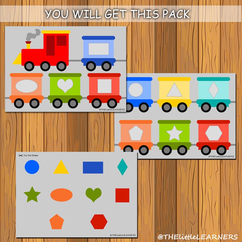 Train shapes CIRCLE, SQUARE, TRIANGLE matching activity