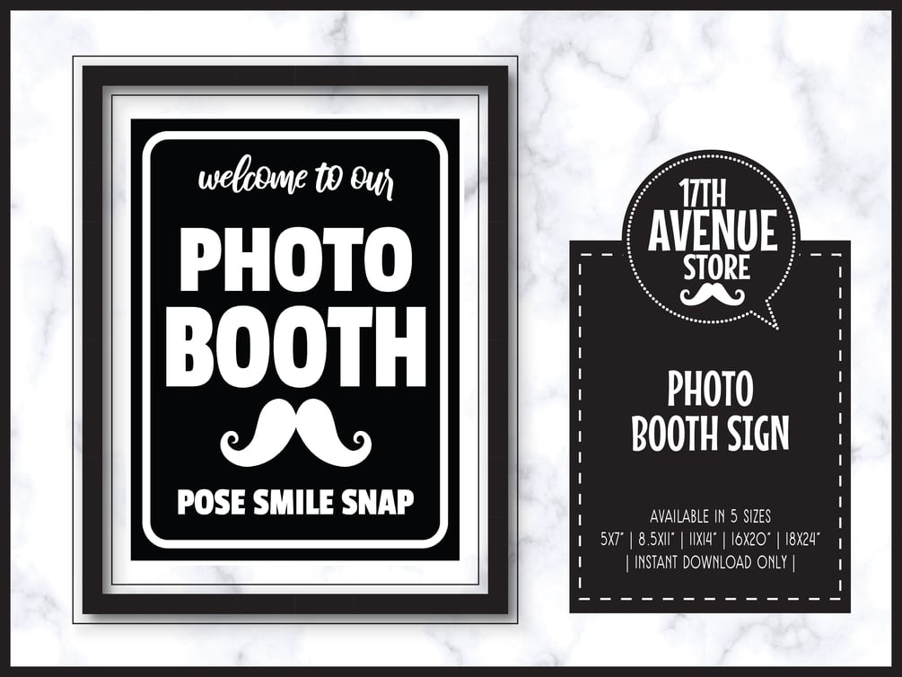 Photo Booth Sign - Pose Smile Snap (Black)