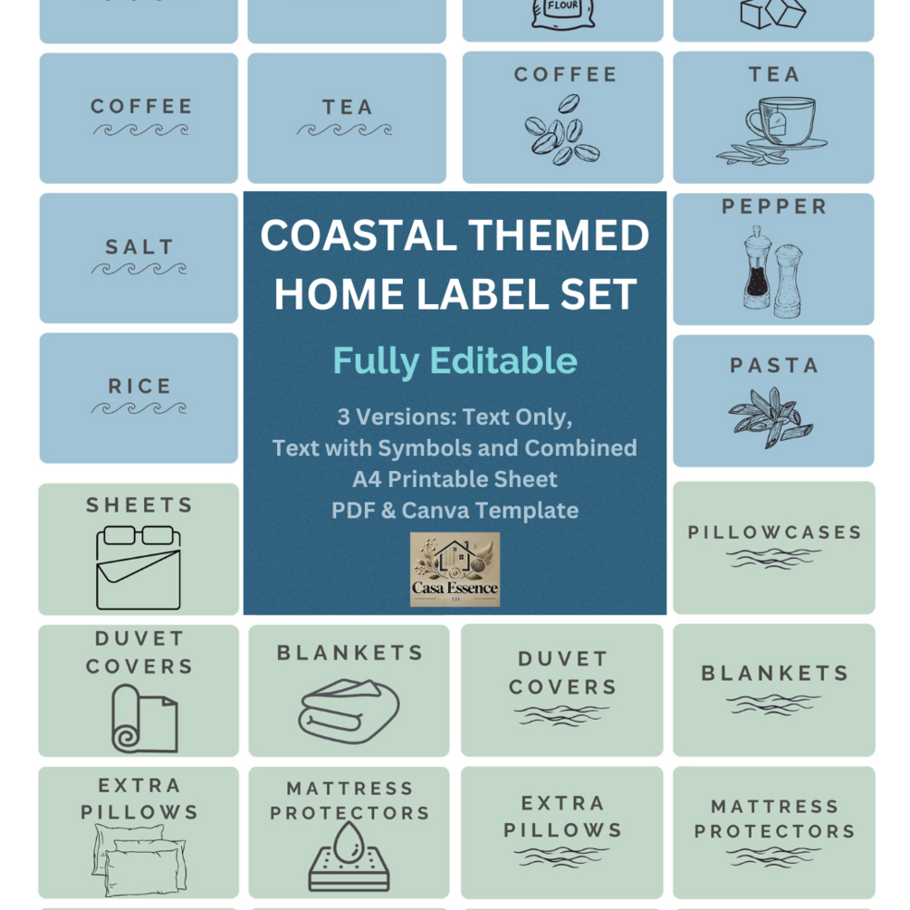 Coastal Home Labels | Printable Home, Pantry and Cleaning Organisation ...