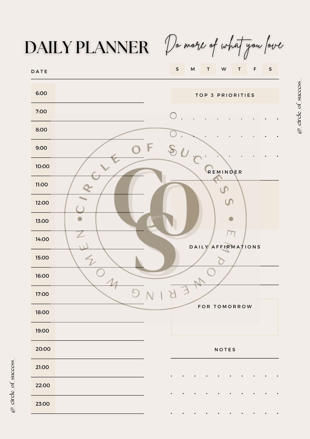 Daily Planner - Circle Of Success