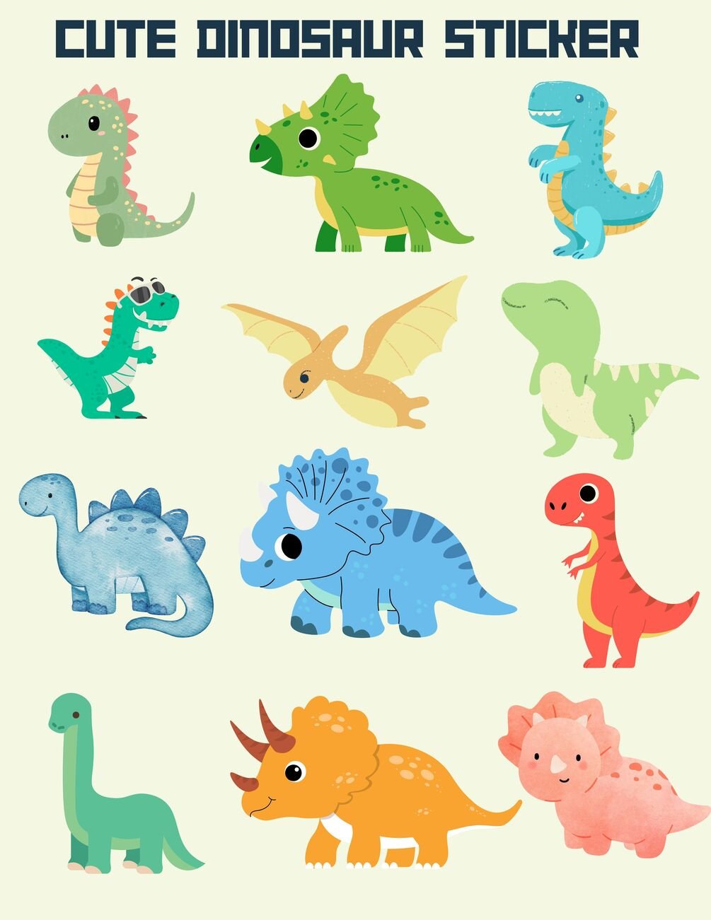 Dinosaur Printable Sticker for Kids