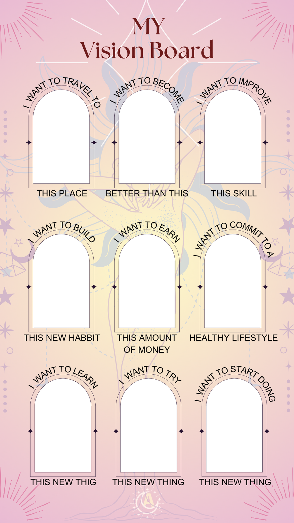 Editable Vision Board︱I Am Affirmation︱Canvas Template