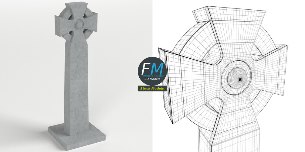 3D MODEL - Celtic cross gravestone