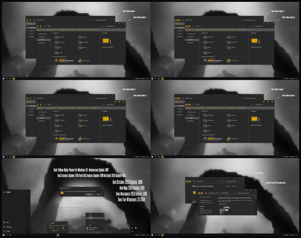 Dark Yellow Alpha Theme Windows 10