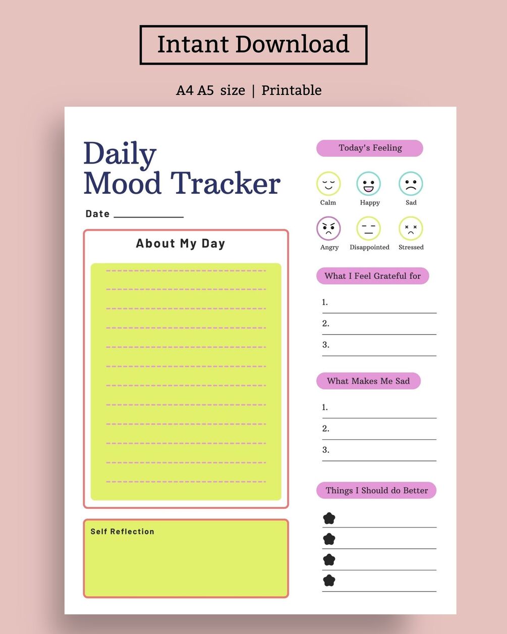 Daily Mood Tracker Printable