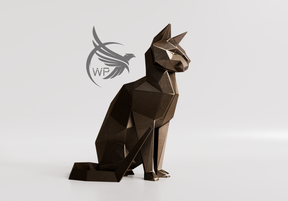 Metal Cat, Cat low Poly, DXF Template, Metal Sculpture minimalism ...