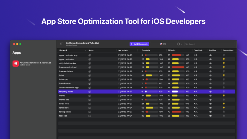 Astro - App Store Optimization Tool for iOS Developers