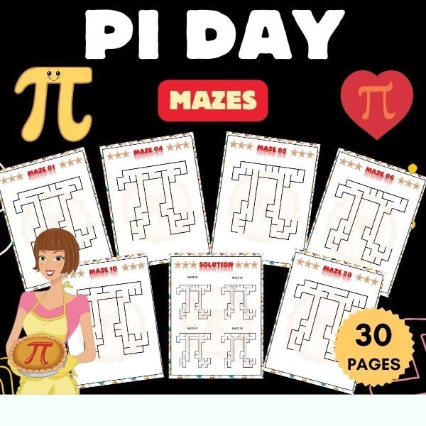 Pi day Coloring Pages & Games - Fun Pi Day Activities BUNDLE