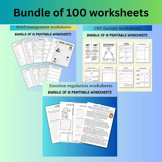 mental health worksheets bundles,worksheet bundles,100 worksheets ...