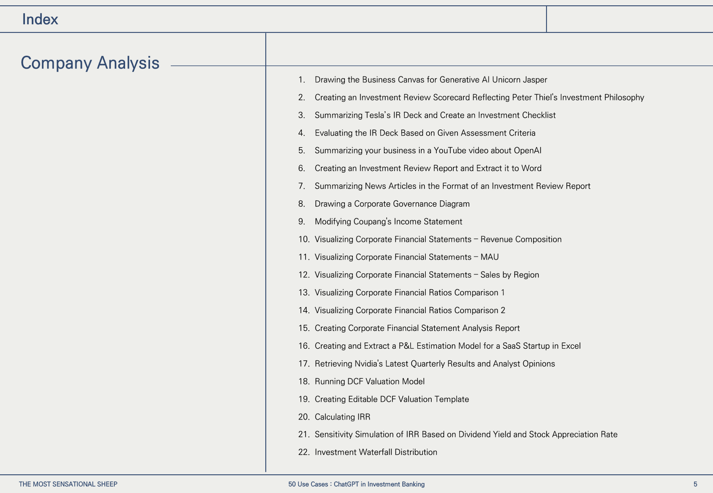 50 Use Cases - ChatGPT in Investment Banking
