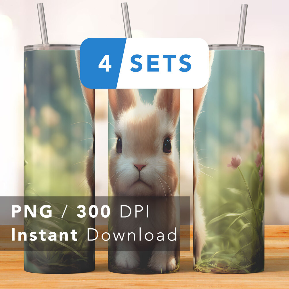 Fantasy Cute Rabbit Tumbler Wrap Bundle, 20 oz Skinny Tumbler Png, 20oz ...