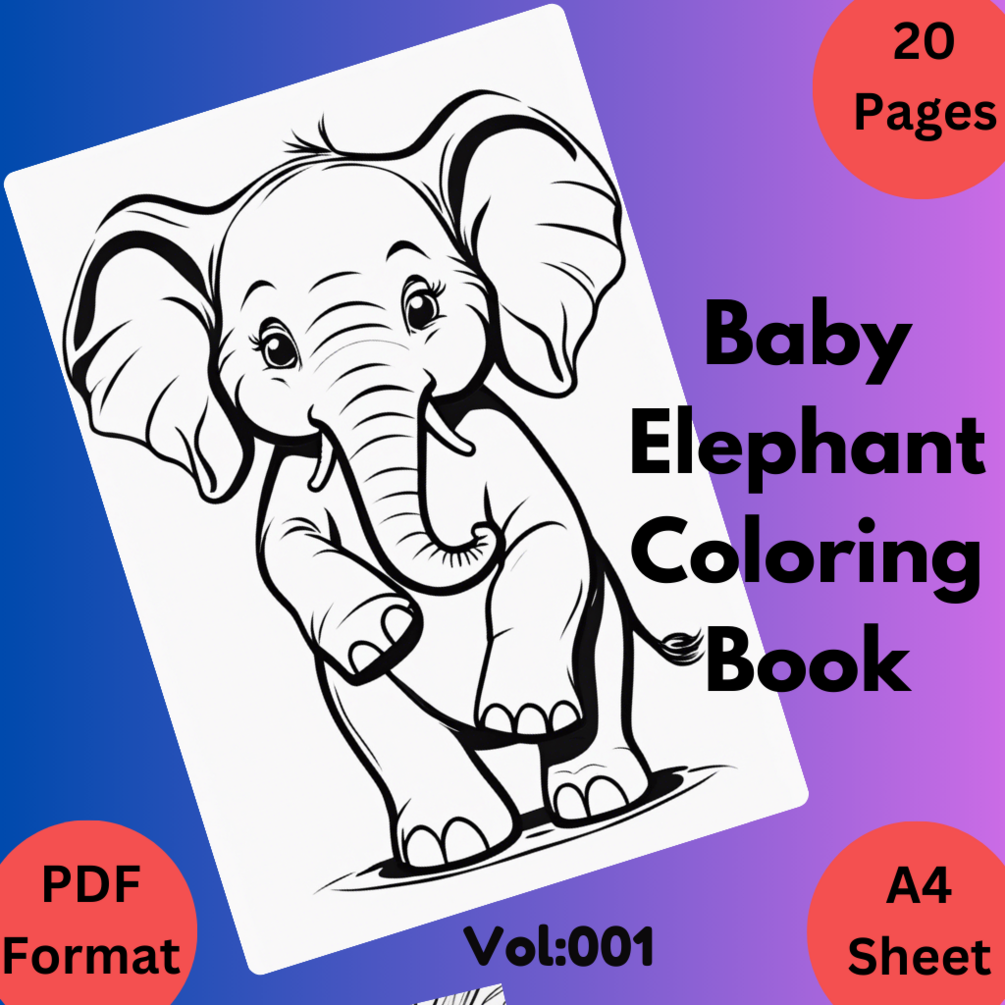 Kids Elephant Printable Coloring Book