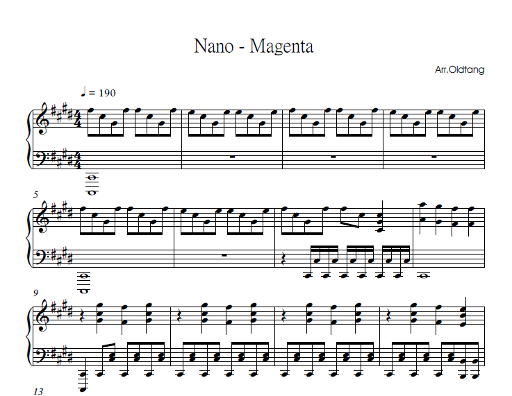 Nano - Magenta (PIANO SHEET)