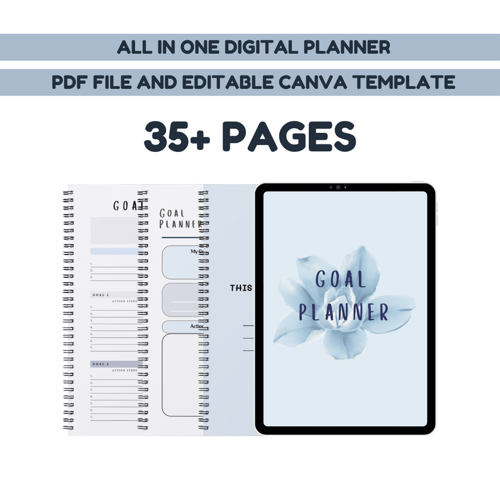 Editable Goal Planner (PDF file and Editable Canva Template)