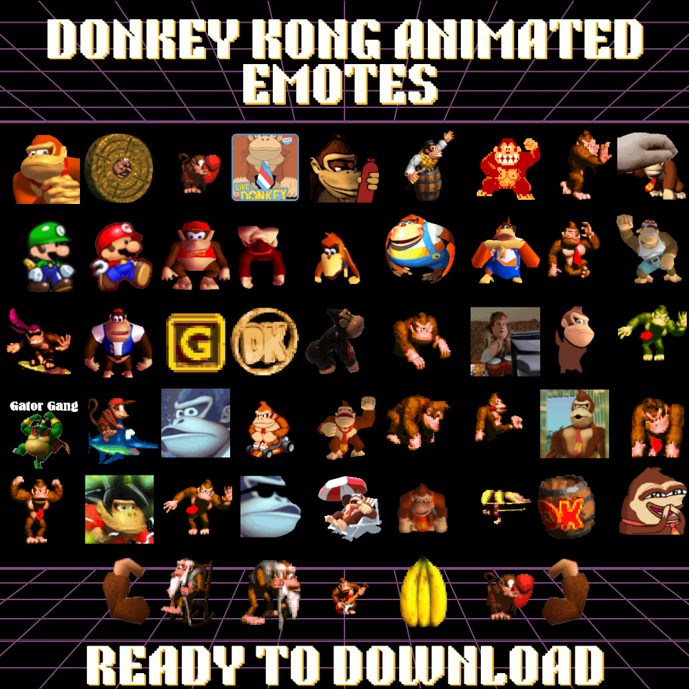 Donkey Kong Animated Emotes for Twitch, Youtube, Kick, Discord | DK ...