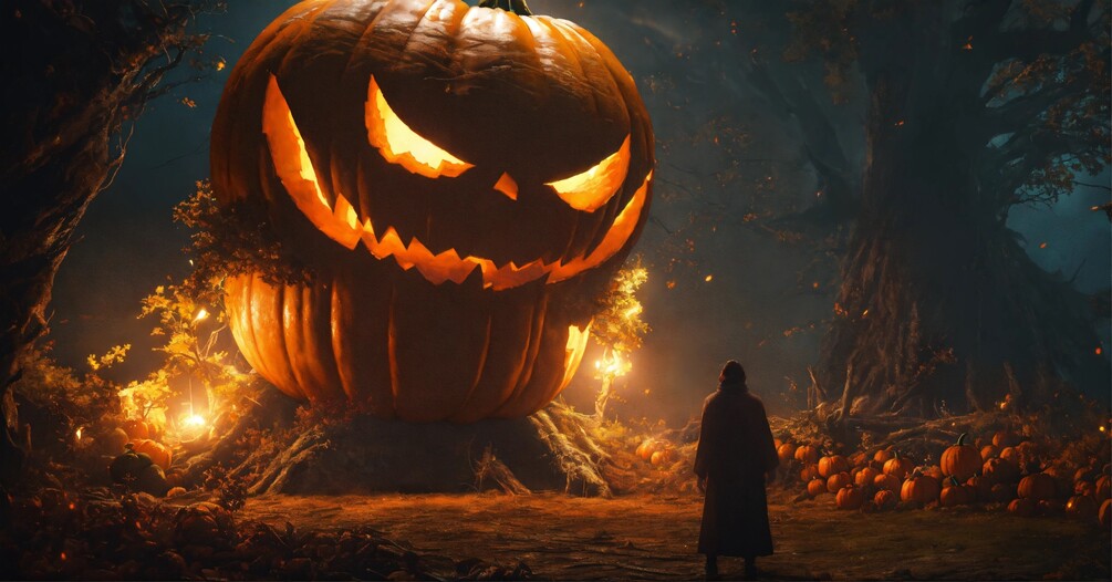 Haunted Pumpkin Beast: Halloween Digital Art Collection