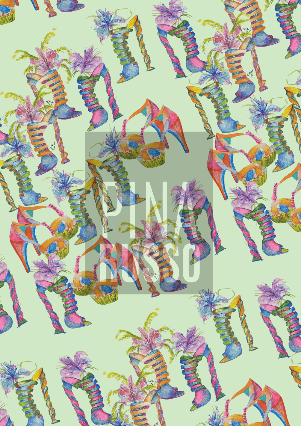 Green, Shoes Seamless Pattern, Repeating Pattern, Digital Paper, Art ...