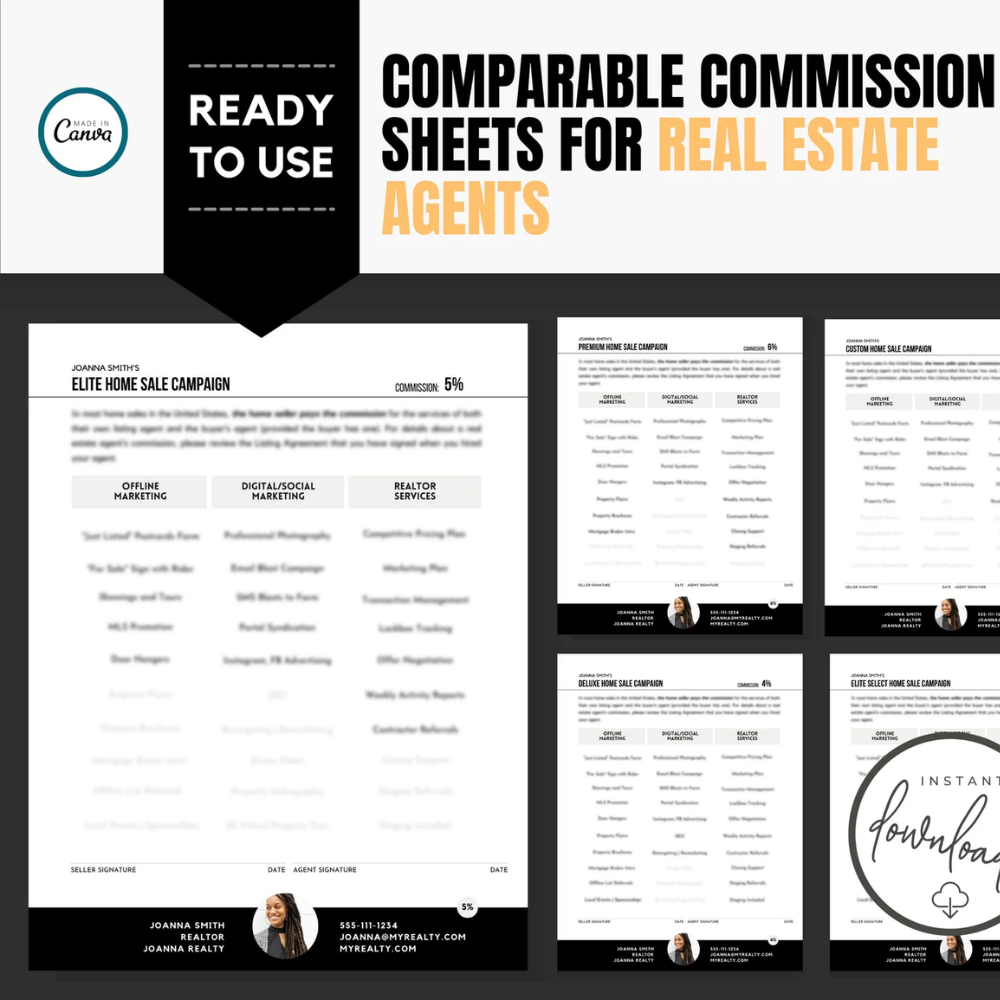 Real Estate Commission Sheets for Realtors | Real Estate Marketing ...