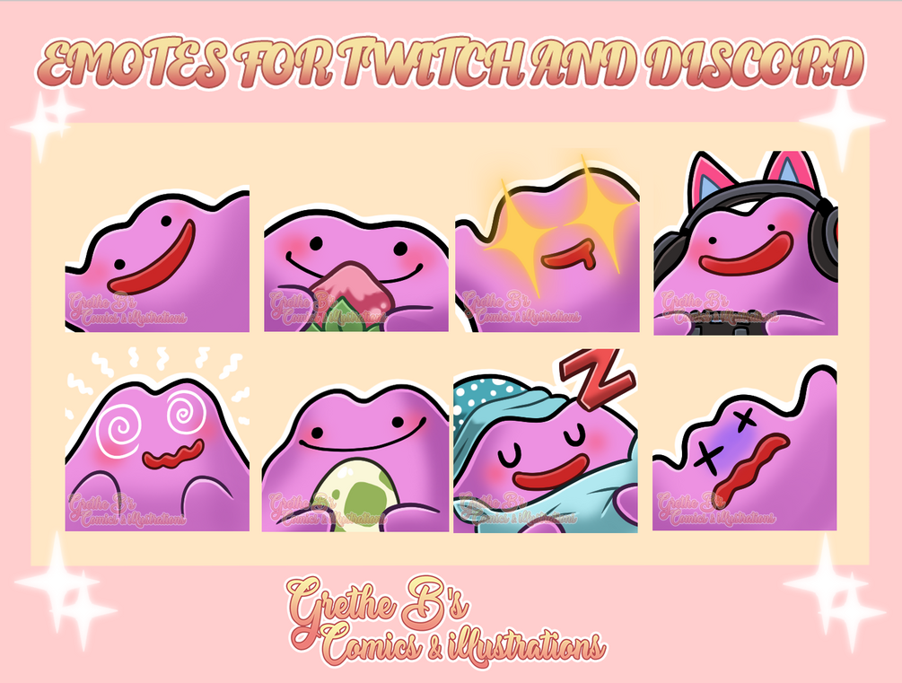 Metamon Reg.Color Twitch & Discord Emote pack (8 Emotes)