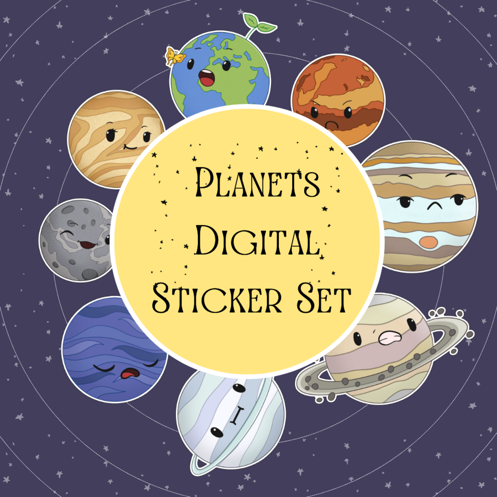 Planets Digital Stickers Set