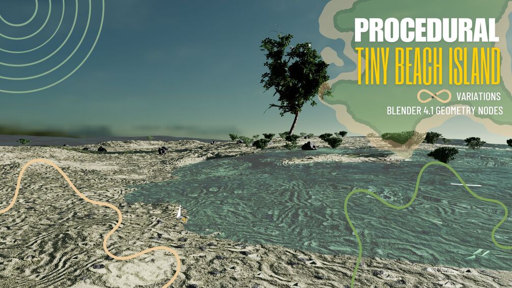 Procedural Tiny Beach Island - Geometry nodes, Blender 4.1