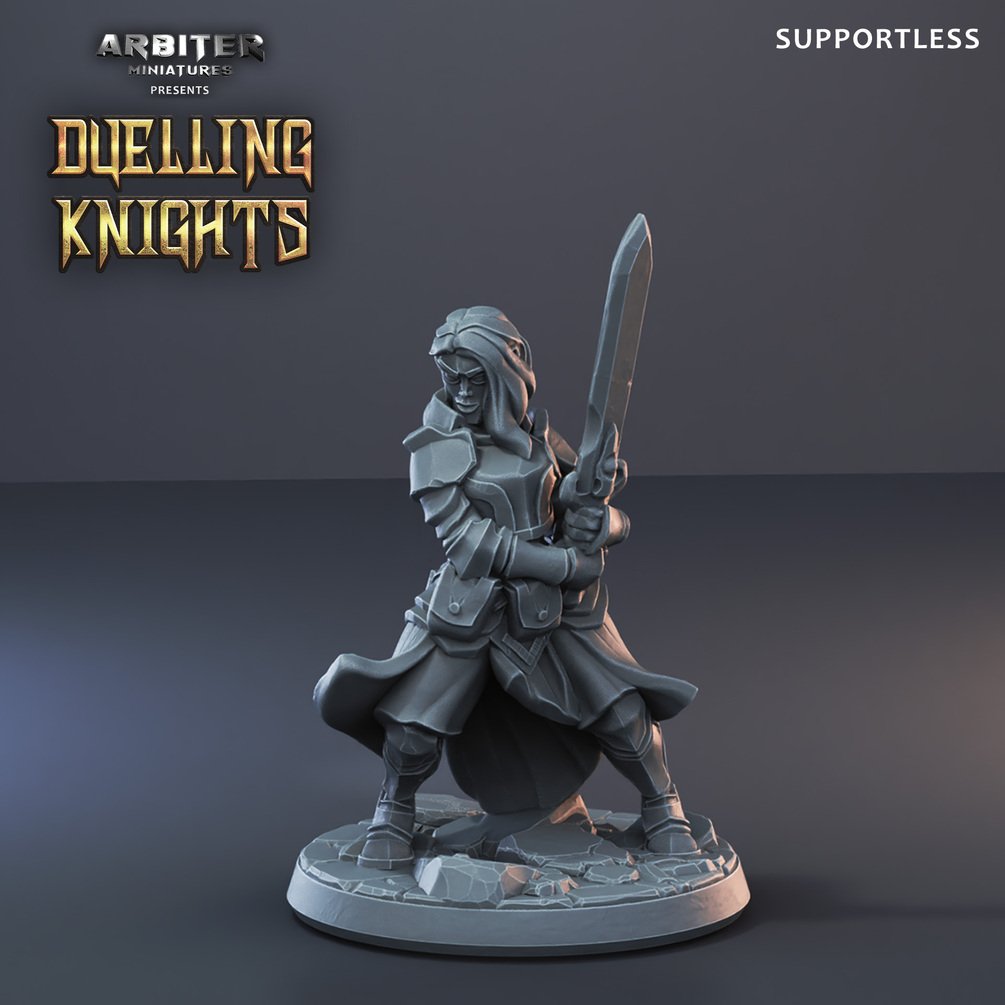 Female Knight 02, miniature for supportless fdm or resin 3d print