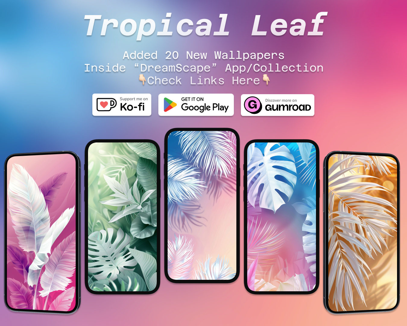 🍹🐠🌴🏝 "Tropical Leaf Collection" Wallpapers - ⭐️ Now available on Dream Scape - PizzApp Design