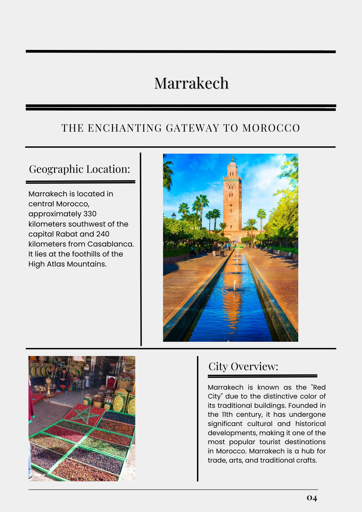 "A comprehensive guide to cities and tourist attractions in Morocco"