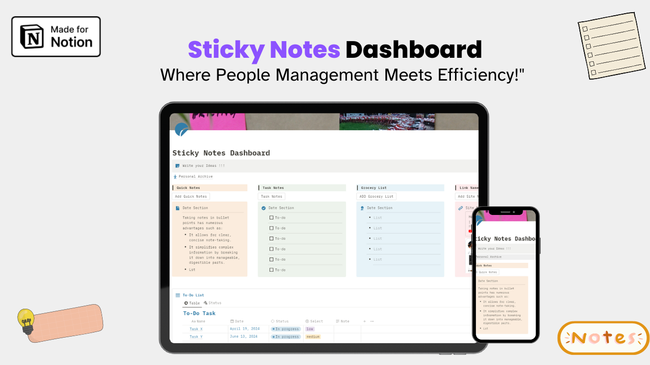 Free Sticky Notes Dashboard Manage your task in one place! - Hansel Sapkota