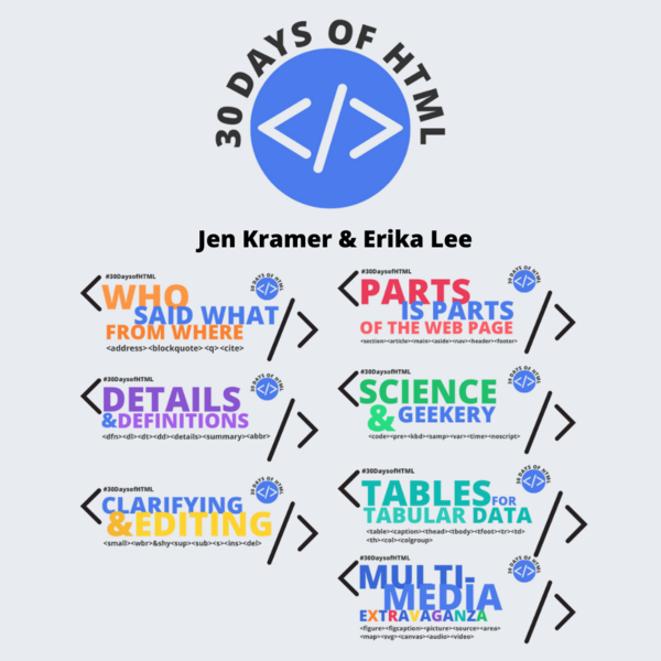 #30DaysofHTML and #15DaysOfCSS