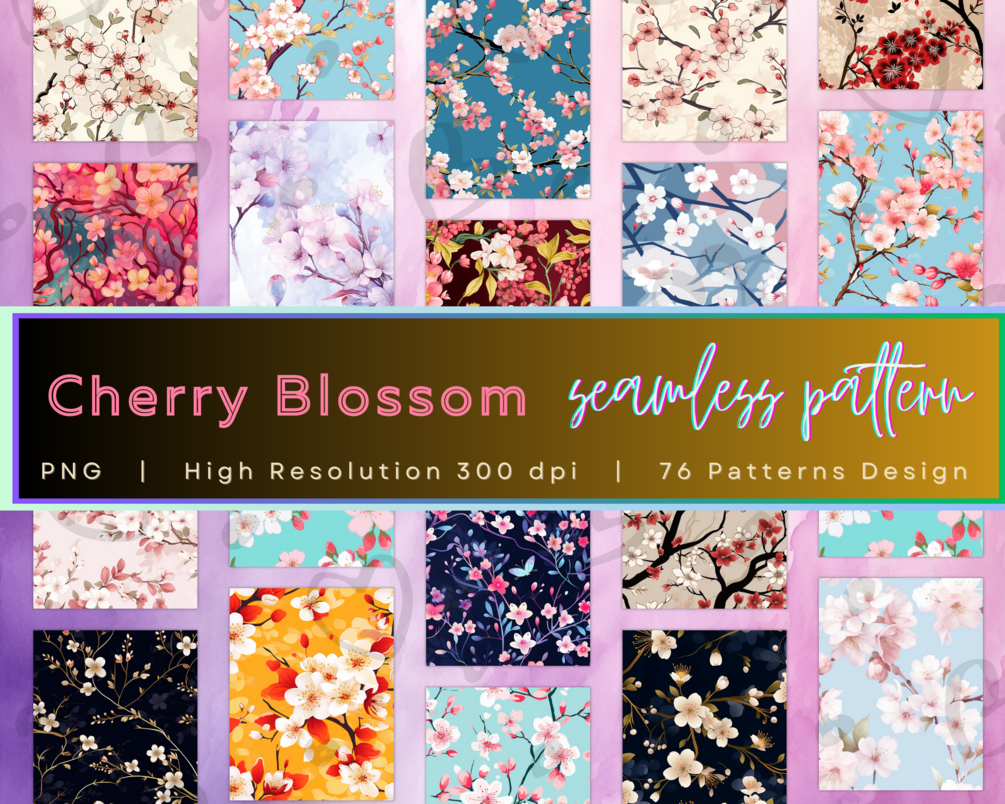 Cherry Blossom Serenity - Seamless Cherry Blossom Pattern Digital Paper ...