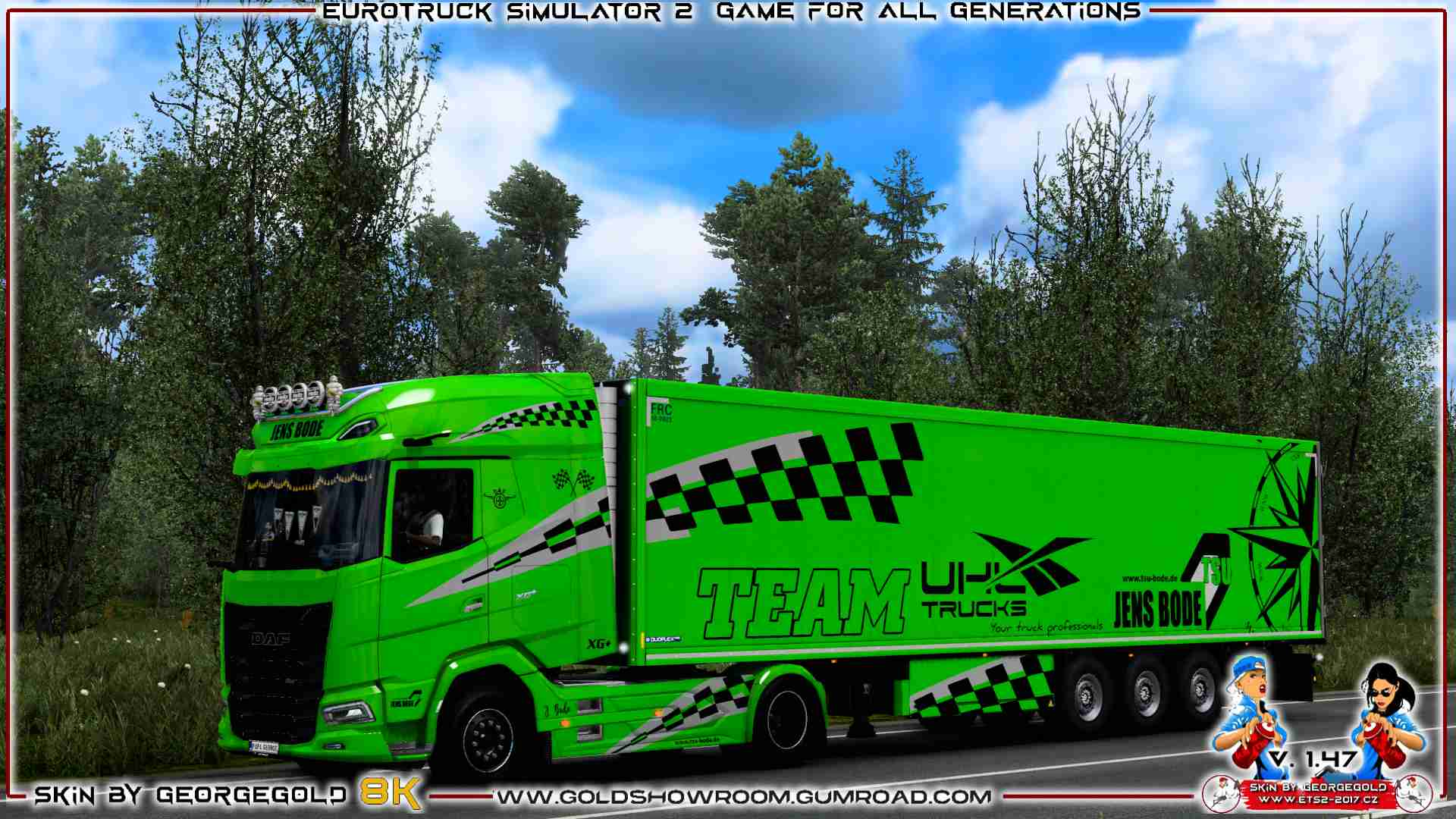 ETS 2 Skin Combo DAF XG+ Jens Bode Green