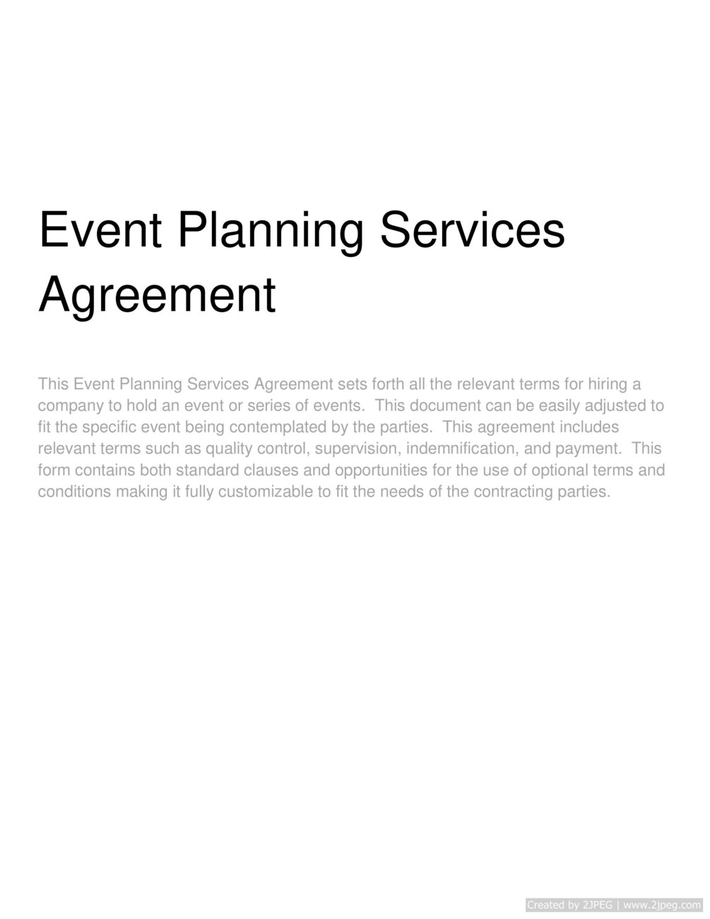 Event Planning Services Agreement