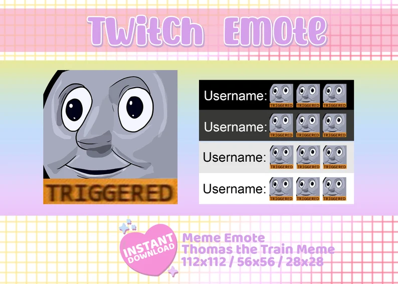 Twitch Emote - Train Triggered | Funny Meme Emote | Cartoon Memes Emote ...