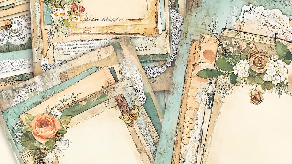 16 pc Style B Layers of Paper Blank Area with Flowers Printable Junk ...