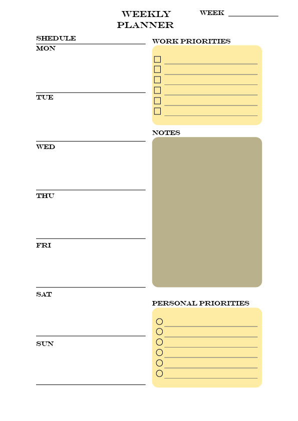Yellow daily planner, yellow weekly planner, yellow monthly planner ...