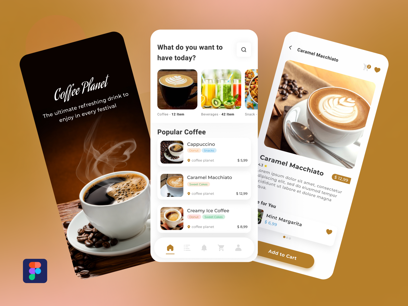 Coffee Planet Mobile App UX UI Design Kit
