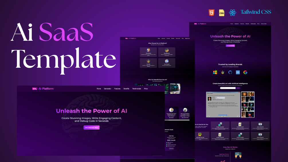 AI SaaS Landing Page – React & Tailwind CSS
