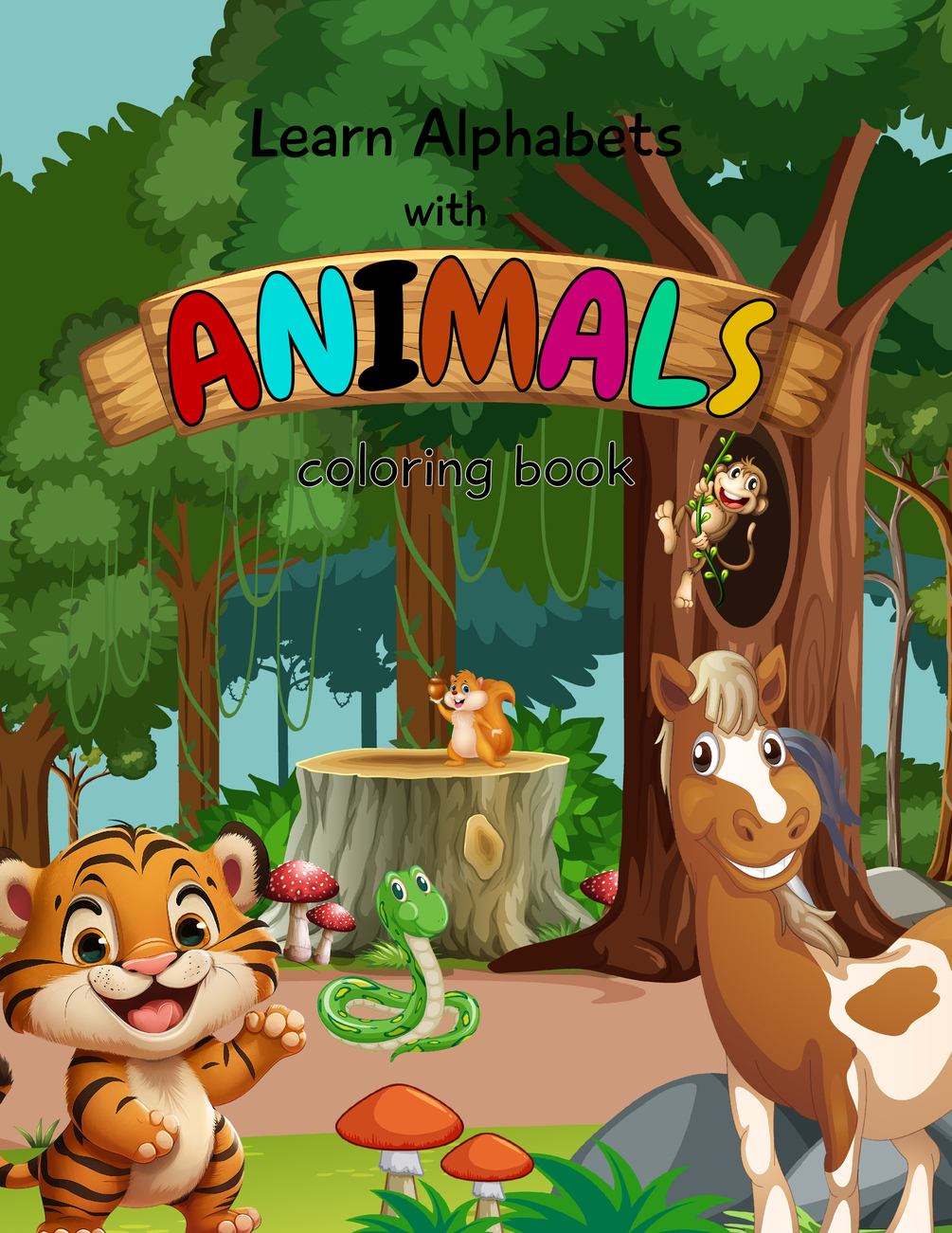 Learn Alphabets with Animals (Coloring Book)