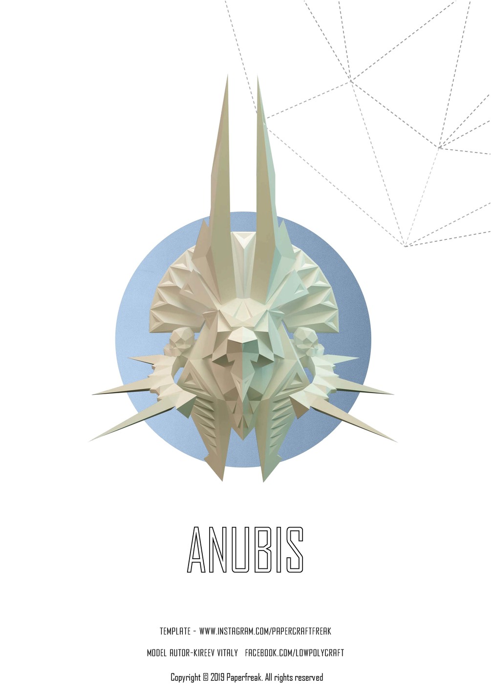 Papercraft 3D ANUBIS Pepakura Paper Sculpture template Egyptian God