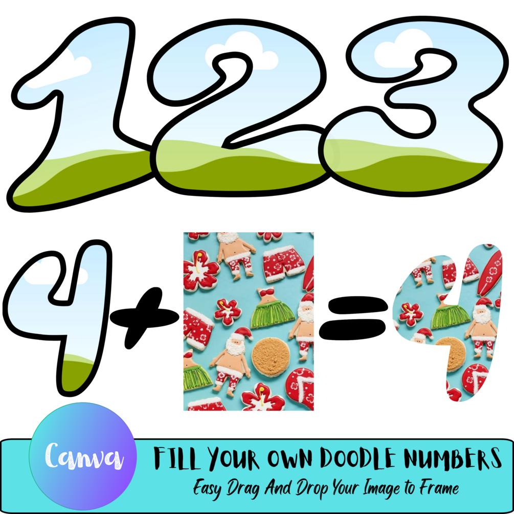 Fill your own Digital Doodle Number Drag and Drop Editable Canva Template