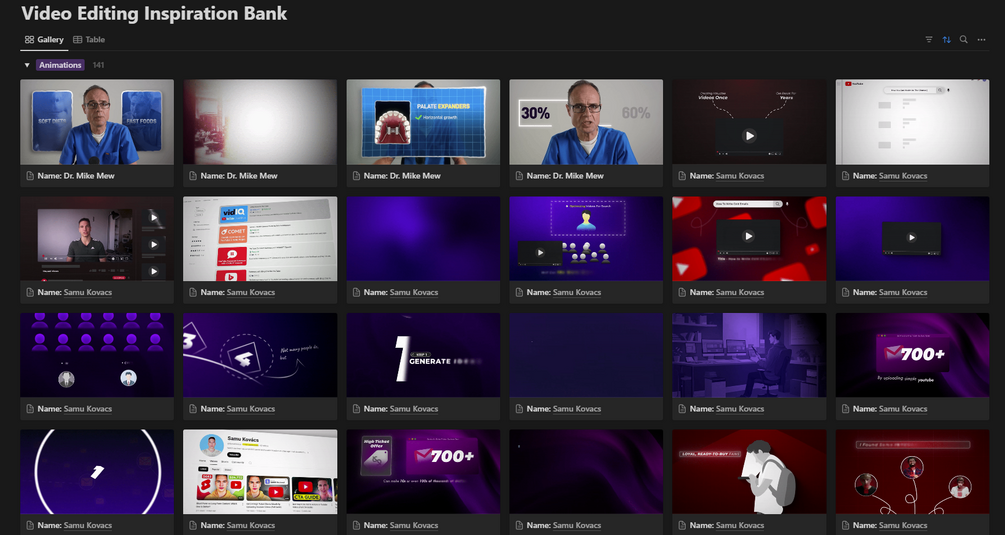 Video Editing Inspiration Bank