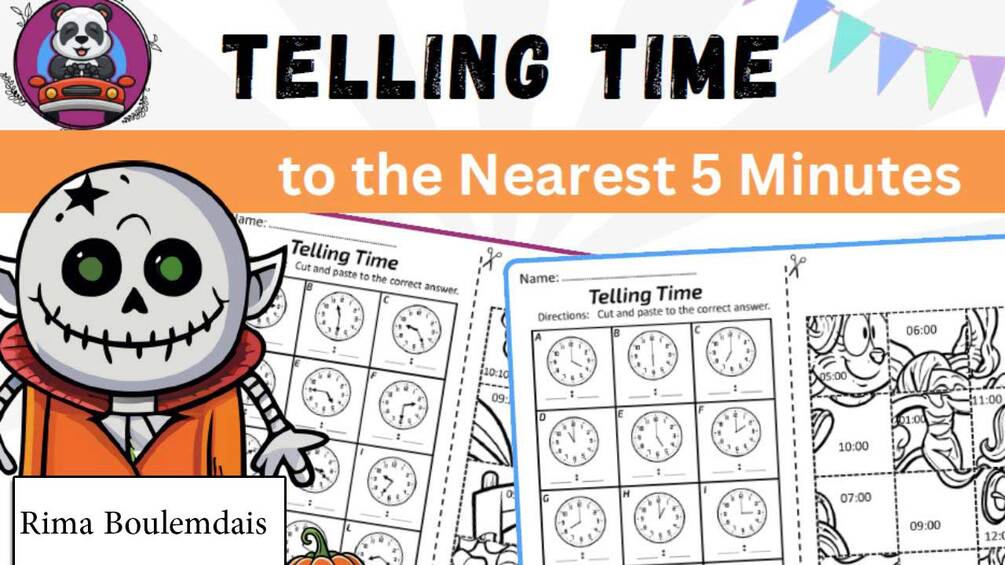Telling Time to the Nearest 5 Minutes - Quarter Hour - Puzzles halloween.