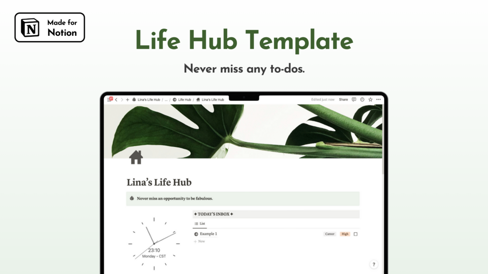 [FREE] Life Hub Template｜Never miss any to-do