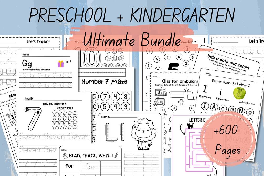 Preschool Pre-K + Kindergarten Learning Bundle | +600 Pages | Printable ...