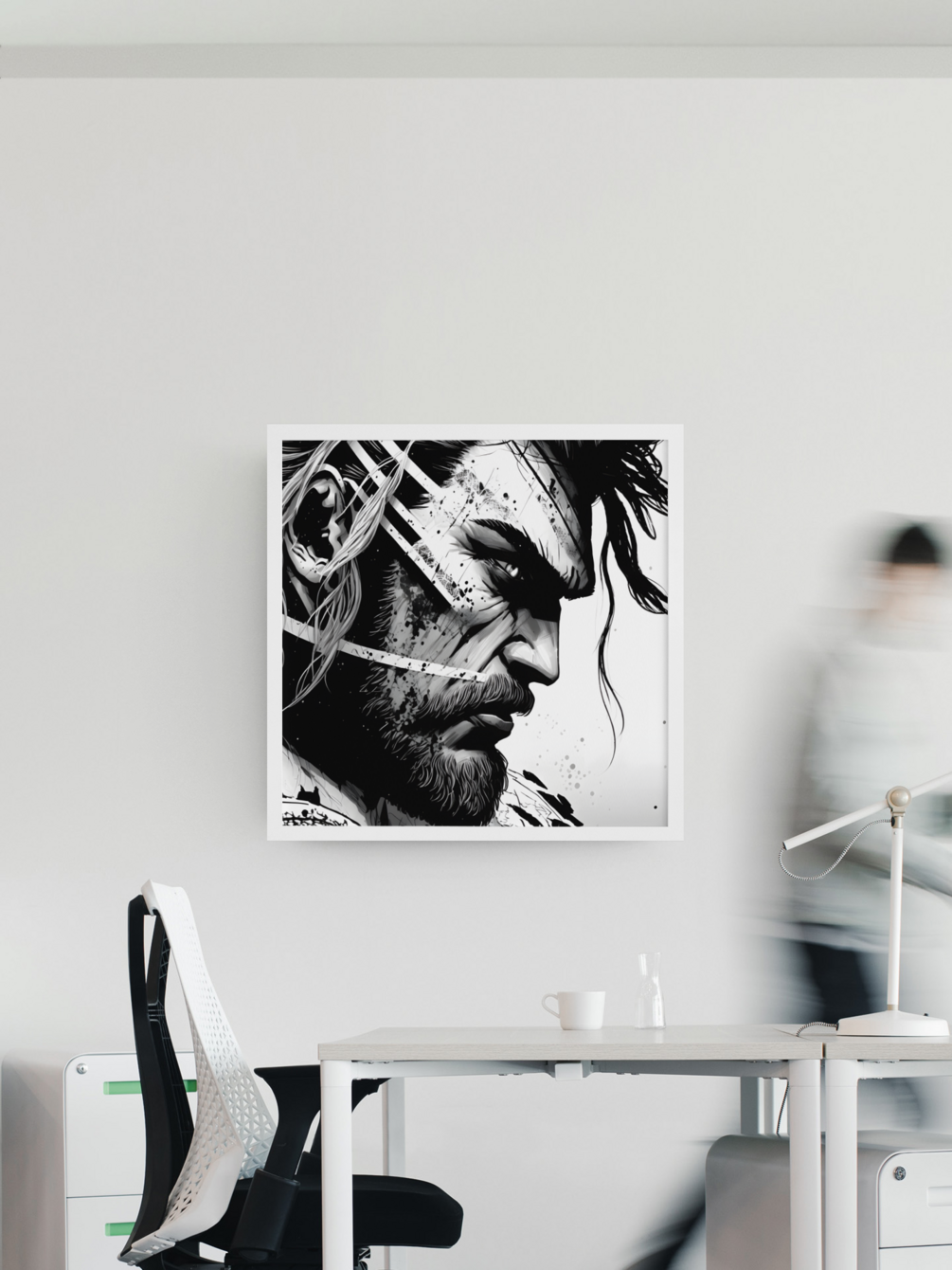 Digital Ink Style Art. Barbarian Close Up.